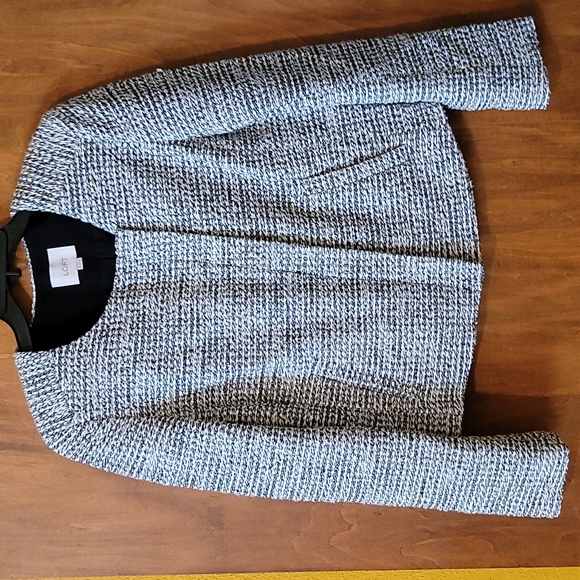 LOFT | Jackets & Coats | Loft Black And White Tweed Short Jacket With ...